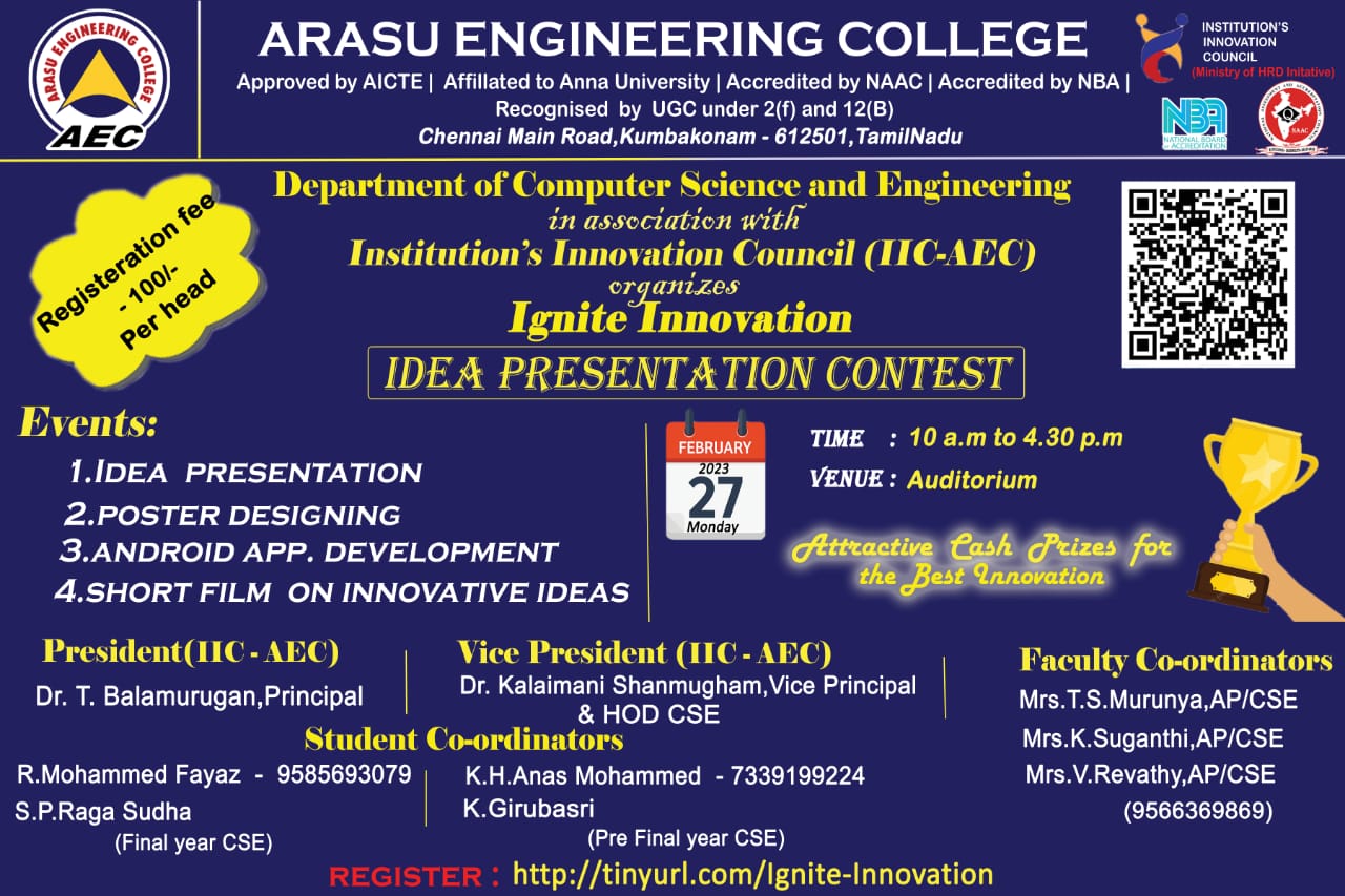 CSE in association with Institution's Innovation Council(IIC-AEC) organize Ignite Innovation ...