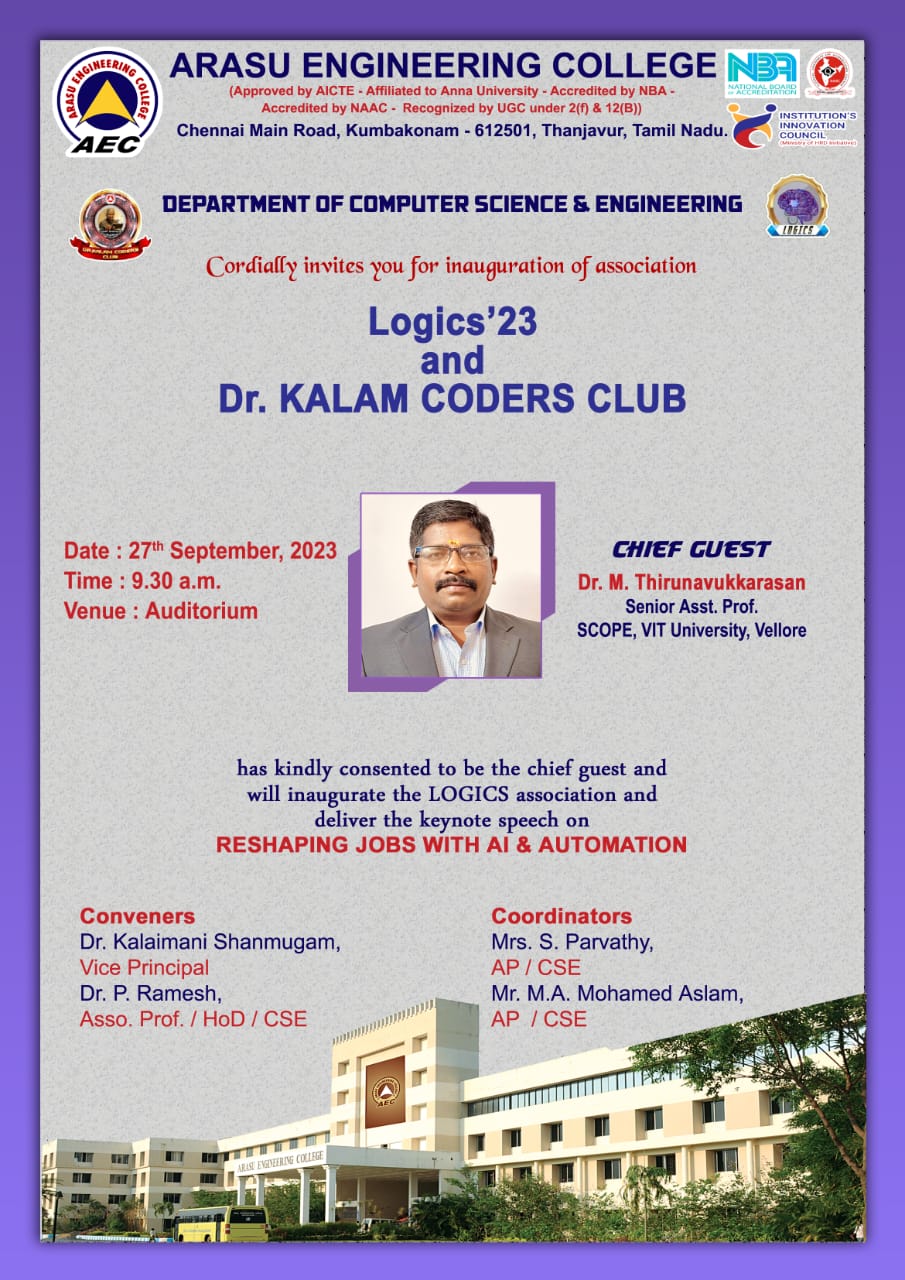 CSE department organizes Association inauguration Logics’23 and Dr ...